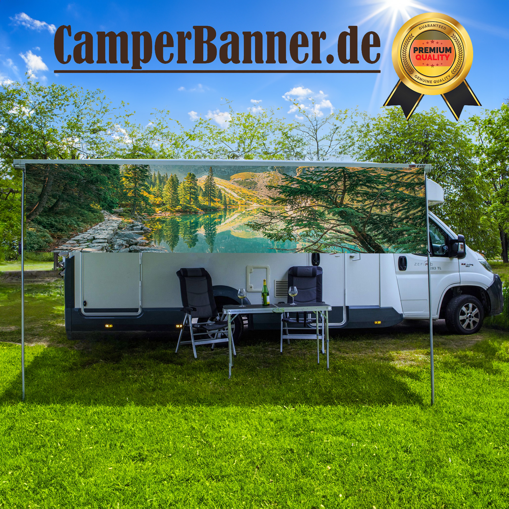 Motorhome banner front banner above Tatra Lake