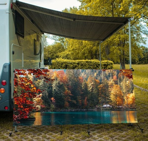 Motorhome side banner trees lake - camper banner
